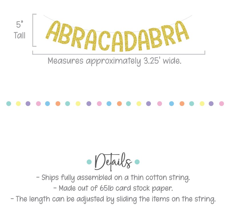 Abracadabra, Abracadabra Banner, Abracadabra Decorations, Gold Glitter ...