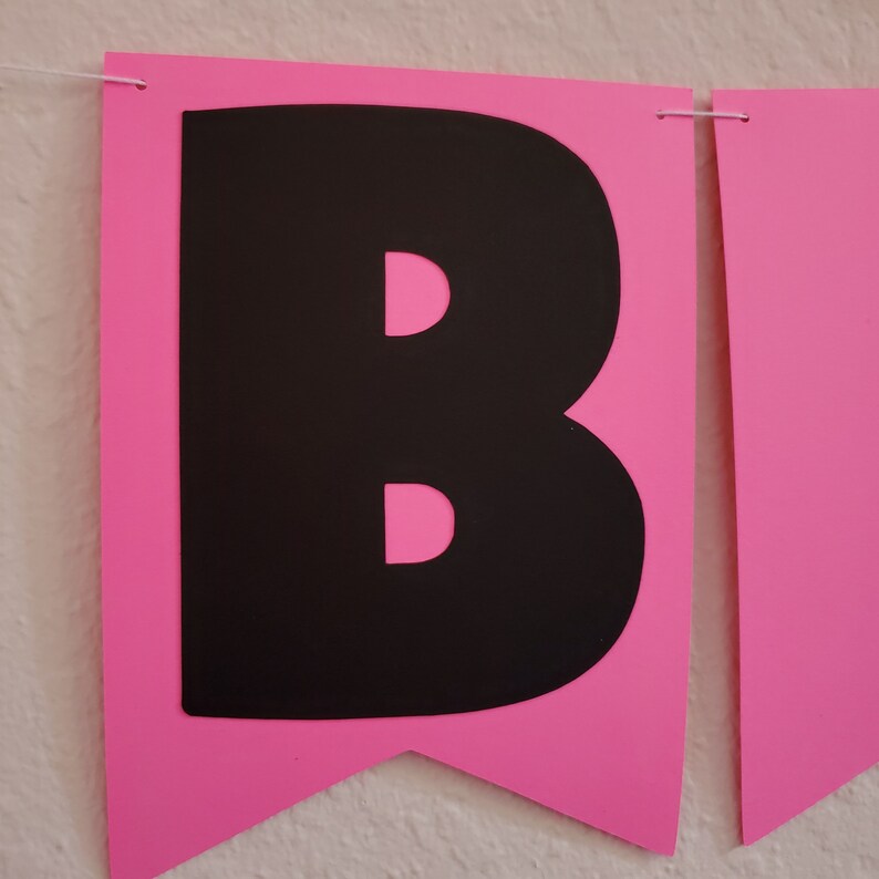 Custom Birthday Banner Pink Birthday Banner Pink and Black | Etsy