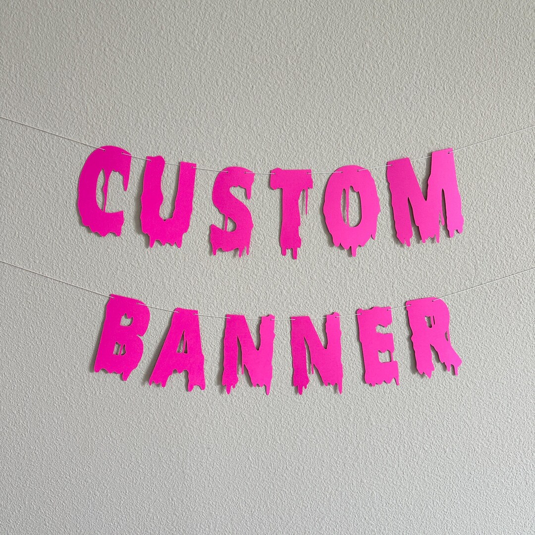 Custom Fuchsia Banner, Hot Pink Halloween Banner, Customizable Banner ...