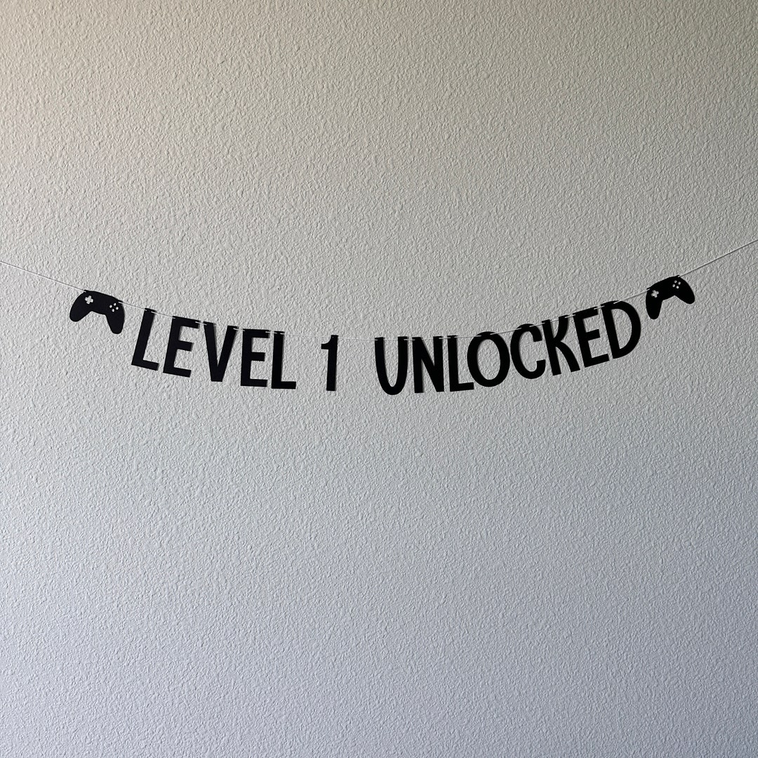 Level 1 Unlocked, Gamer Birthday, Gaming Birthday Banner, 1st Birthday ...