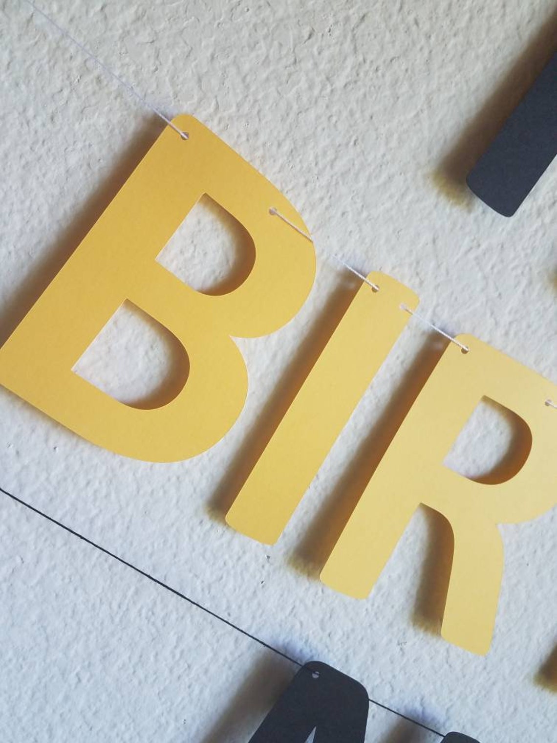 Black and Yellow Happy Birthday Banner Black and Yellow | Etsy