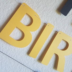 Black and Yellow Happy Birthday Banner, Black and Yellow Birthday ...