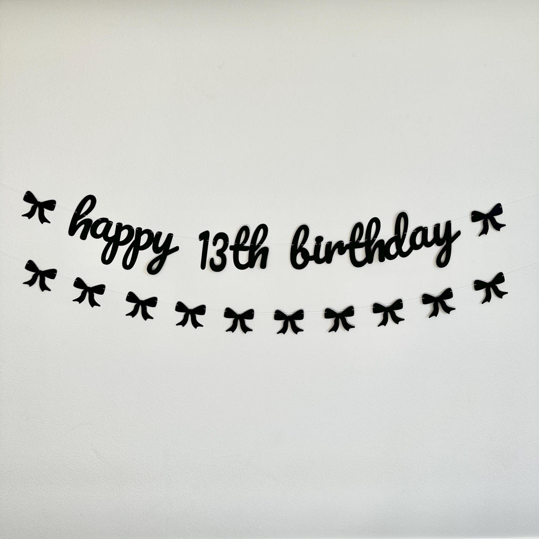 Happy Birthday Banner, 13th Birthday Decorations, Coquette Birthday ...