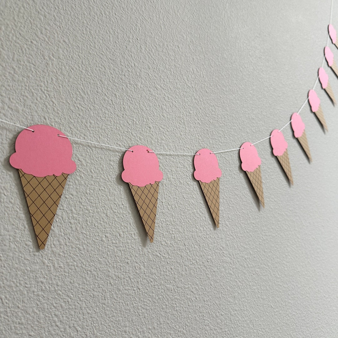 Ice Cream Cone Banner. Ice Cream Cone Garland, Ice Cream Banner, Ice ...