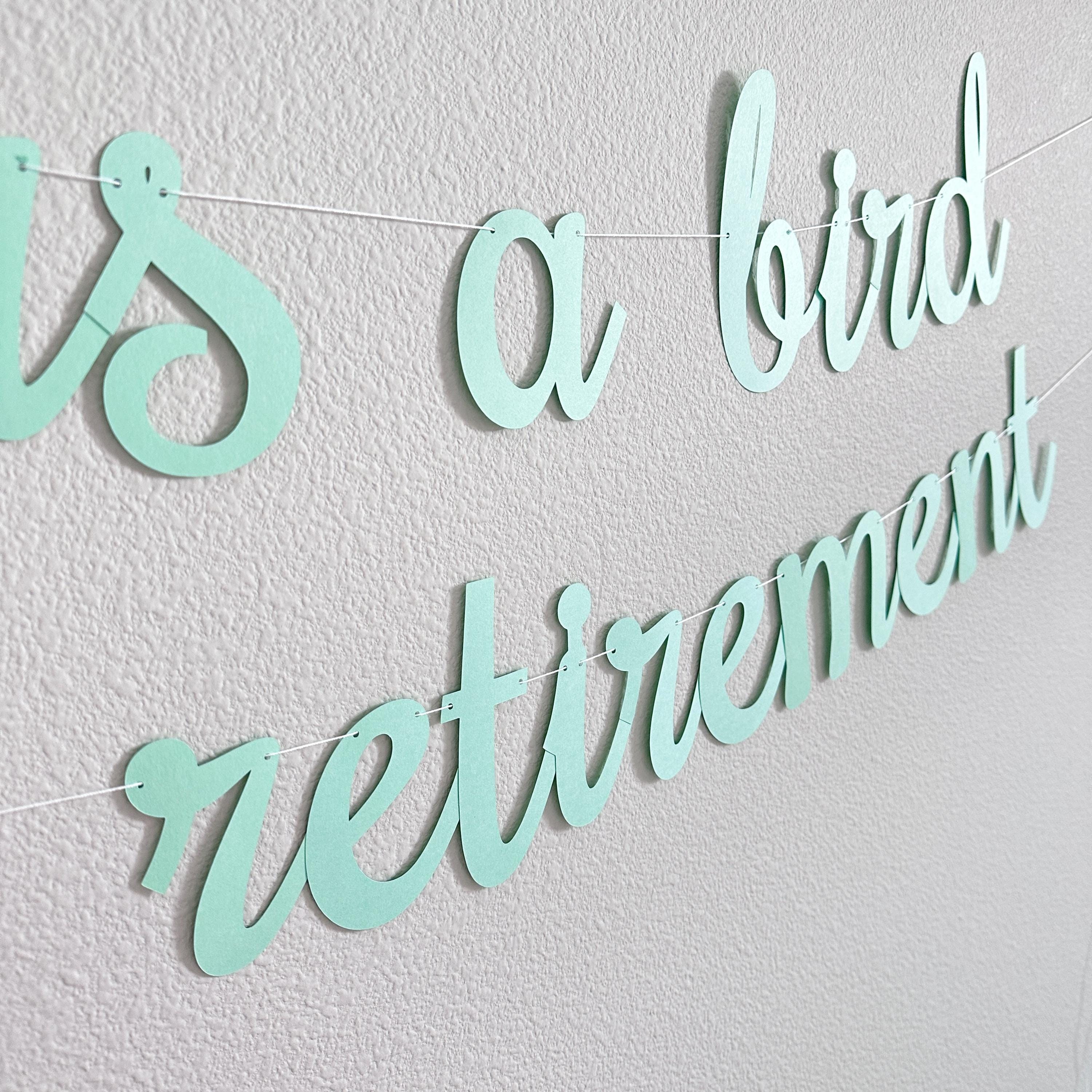 Free as A Bird Happy Retirement, Retirement Banner, Cursive Mint ...