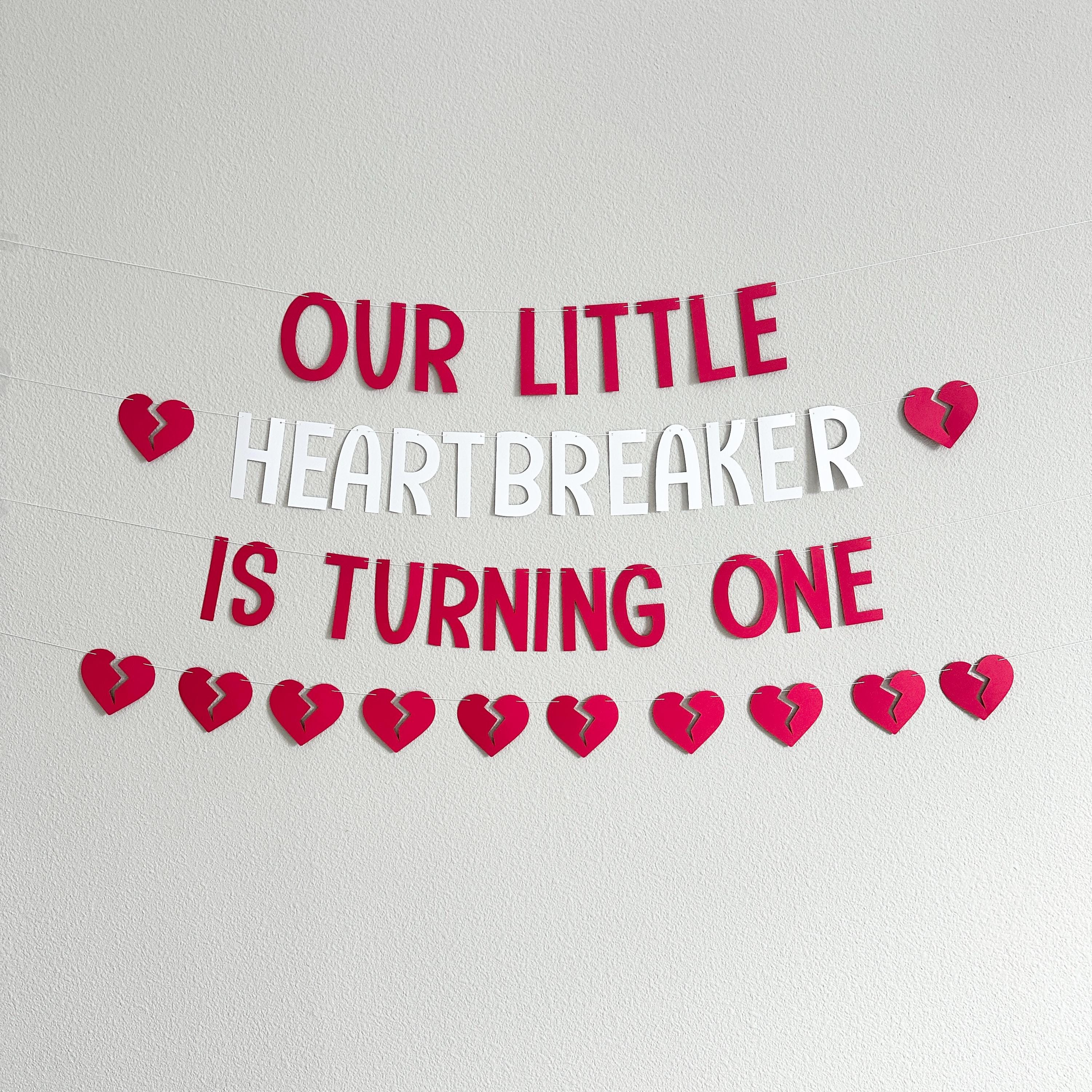 Our Little Heartbreaker Turning One Banner | Valentine’s 1st Birthday ...