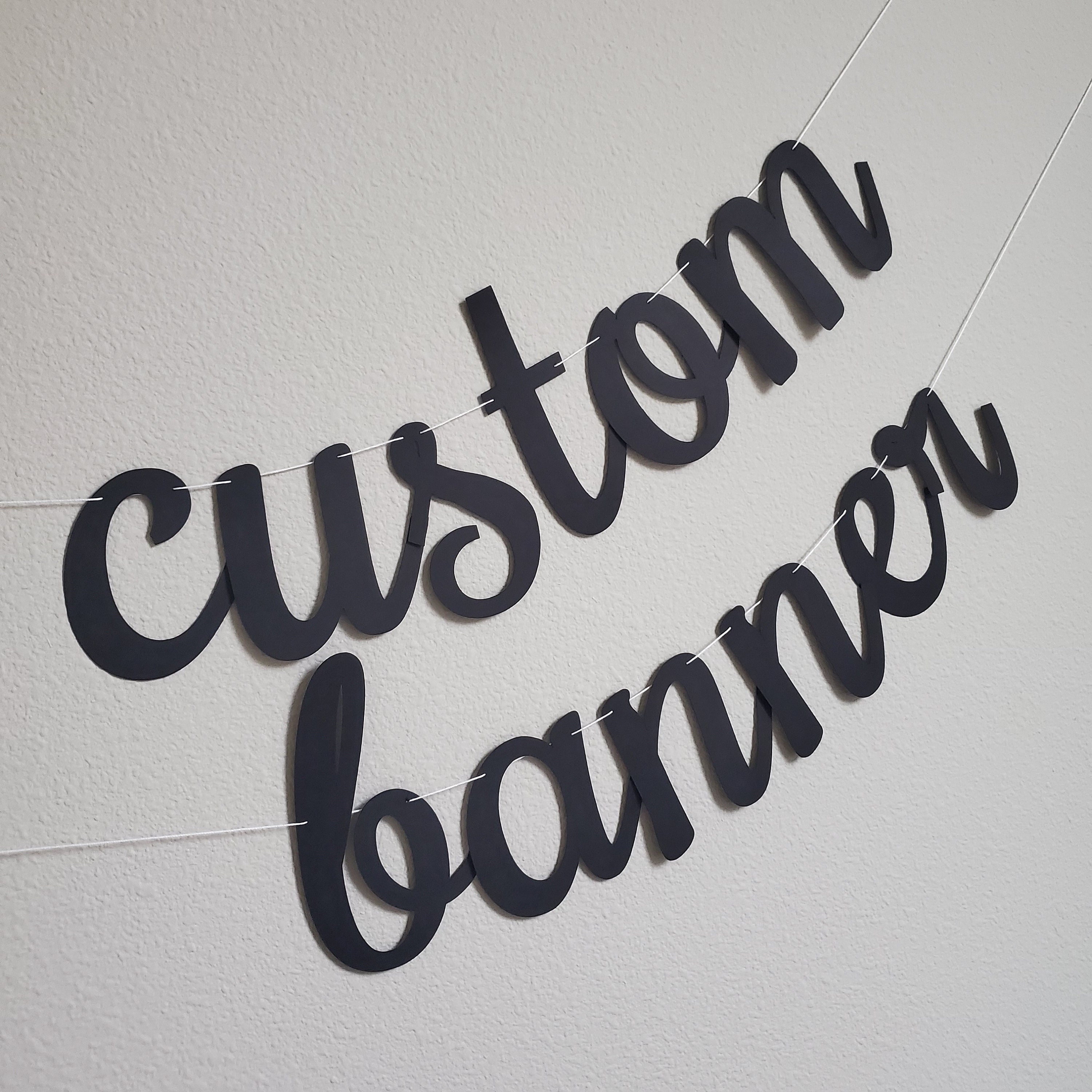 Custom Banner Banner Custom Black Banner Custom Cursive | Etsy