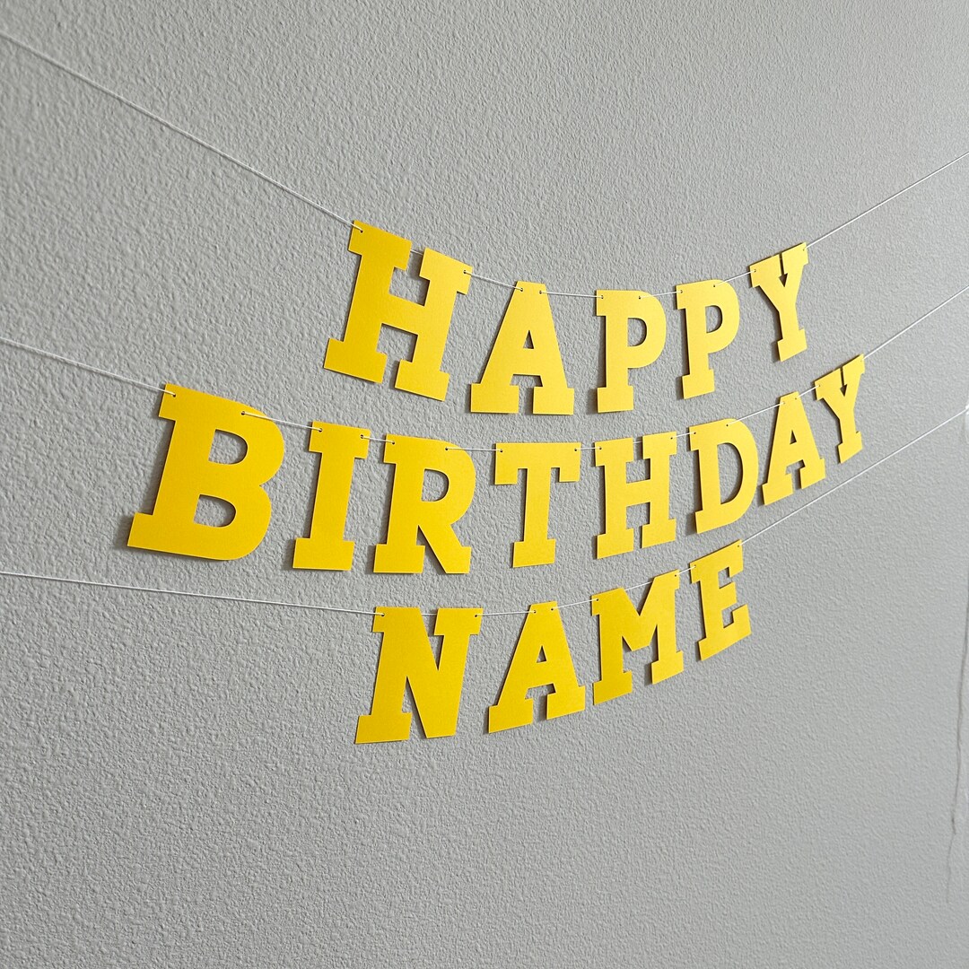 Yellow Happy Birthday Banner, Yellow Birthday Banner, Yellow Banner ...