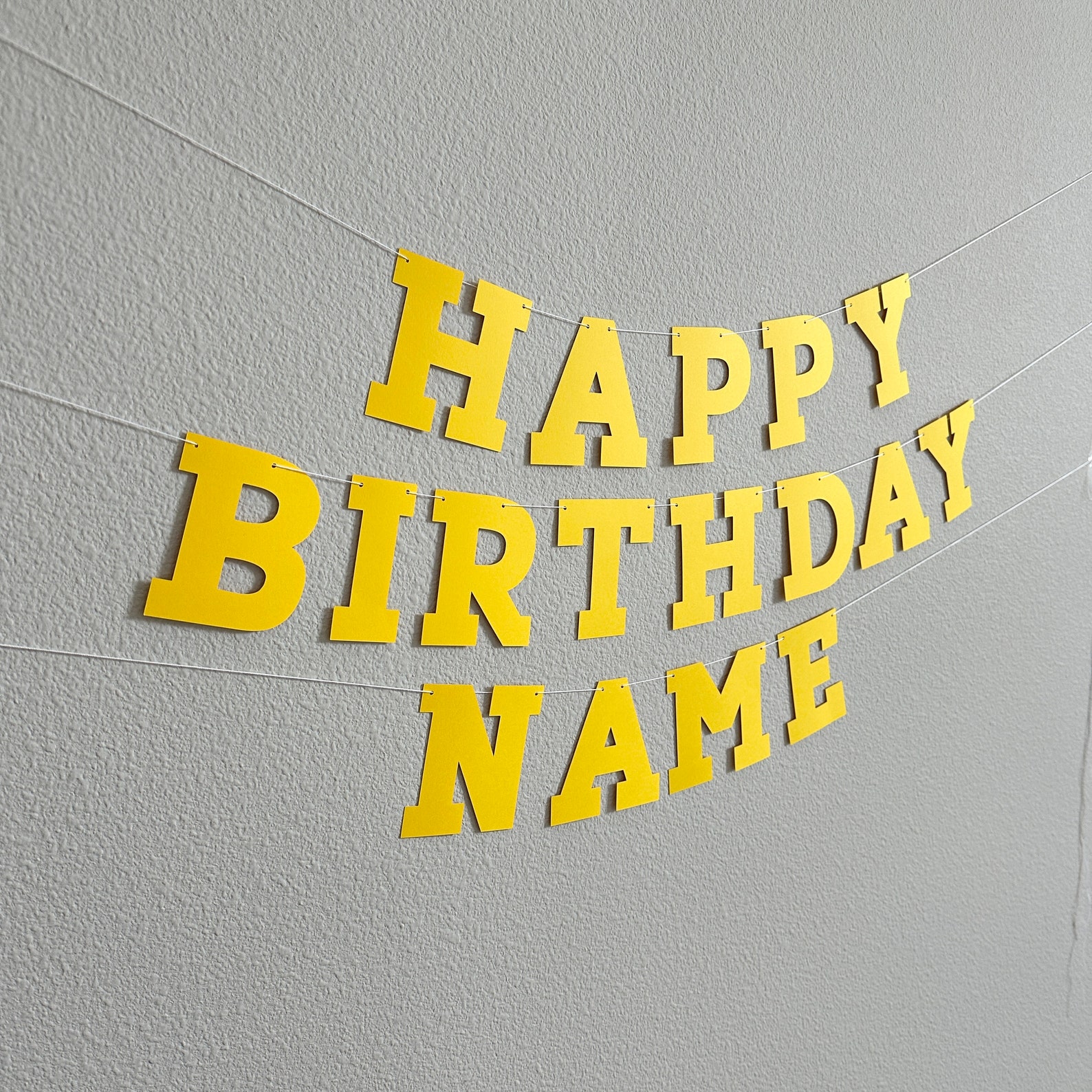 Yellow Happy Birthday Banner, Yellow Birthday Banner, Yellow Banner ...