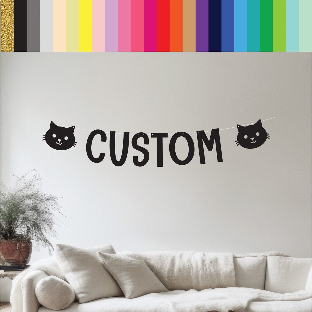 Custom Cat Banner, Cat Banner, Cat Decorations, Cat Party Banner, Cat ...