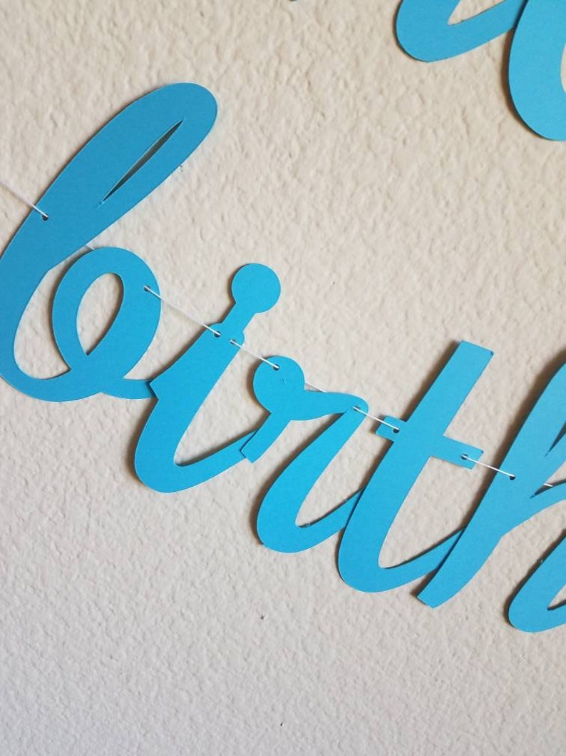 Blue Happy Birthday Banner Blue Birthday Banner Cursive Blue - Etsy