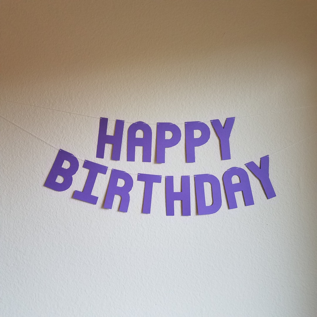 Purple Happy Birthday Banner, Purple Birthday Banner, Custom Purple ...