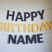 Black and Yellow Happy Birthday Banner, Black and Yellow Birthday ...