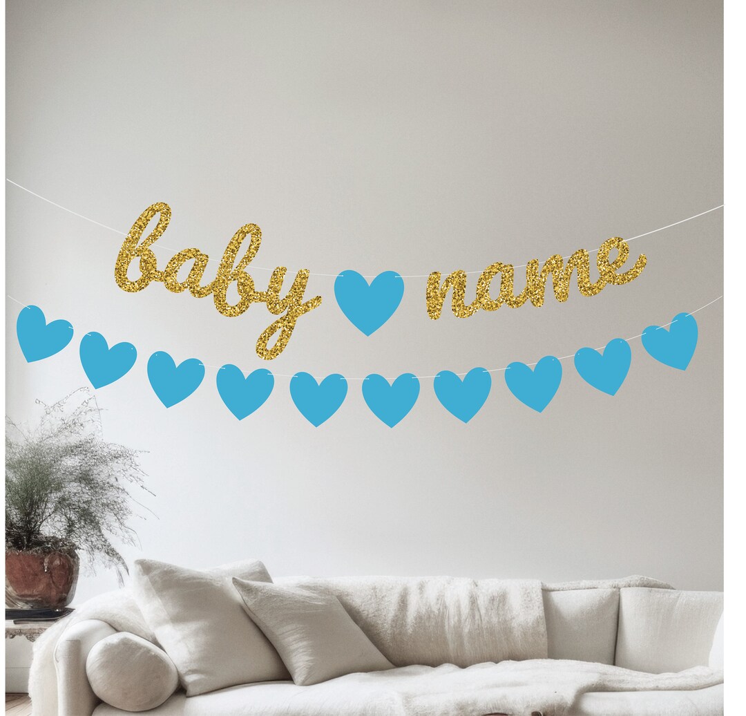 Baby Name Banner, Custom Baby Name Banner, Baby Shower Banner, Baby Boy ...