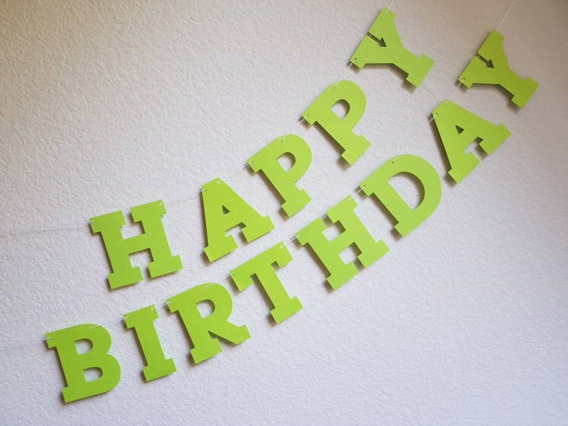 Lime Green Happy Birthday Banner Lime Green Birthday Banner | Etsy