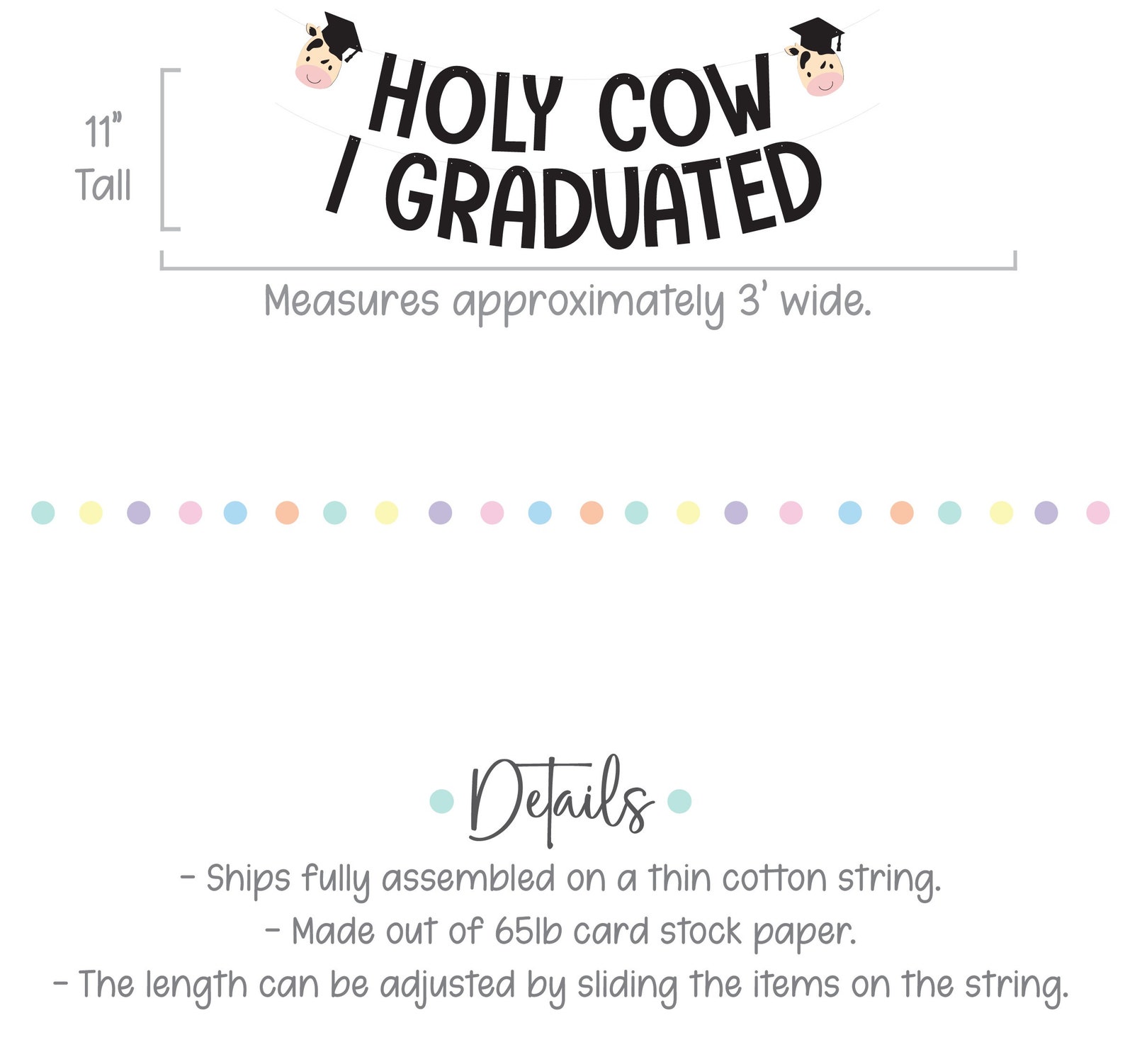Holy Cow I Graduated, Cow Themed Graduation Banner, Custom Cow ...