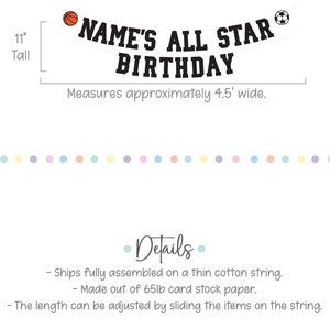 All Star Birthday, Name's All Star Birthday Banner, Sports Themed ...