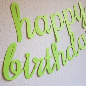 Lime Green Happy Birthday Banner, Lime Green Birthday Banner, Cursive ...