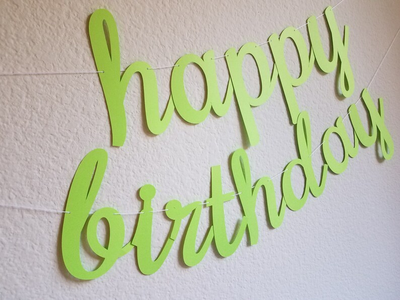 Lime Green Happy Birthday Banner, Lime Green Birthday Banner, Cursive ...