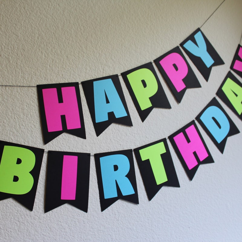 Neon Birthday Banner - Etsy