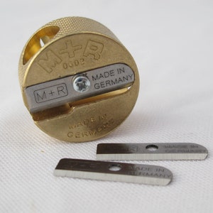 M+R NUGGET Brass Pencil Sharpener With 2 Spare Blades - Etsy UK