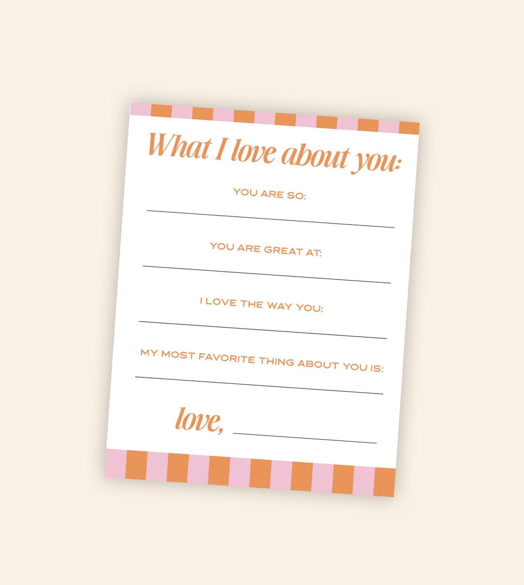 Valentines Day Printable Love Letter, What I Love About You, Printable ...