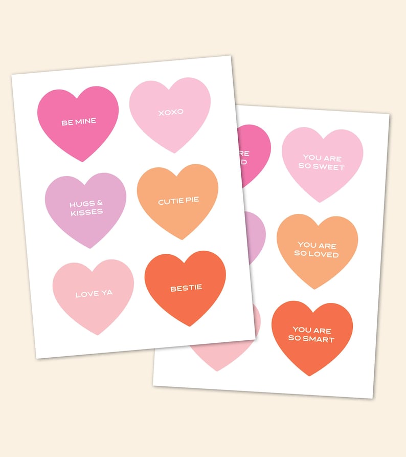 Valentine's Printable Heart Love Notes, Boys Modern Valentine Hearts ...