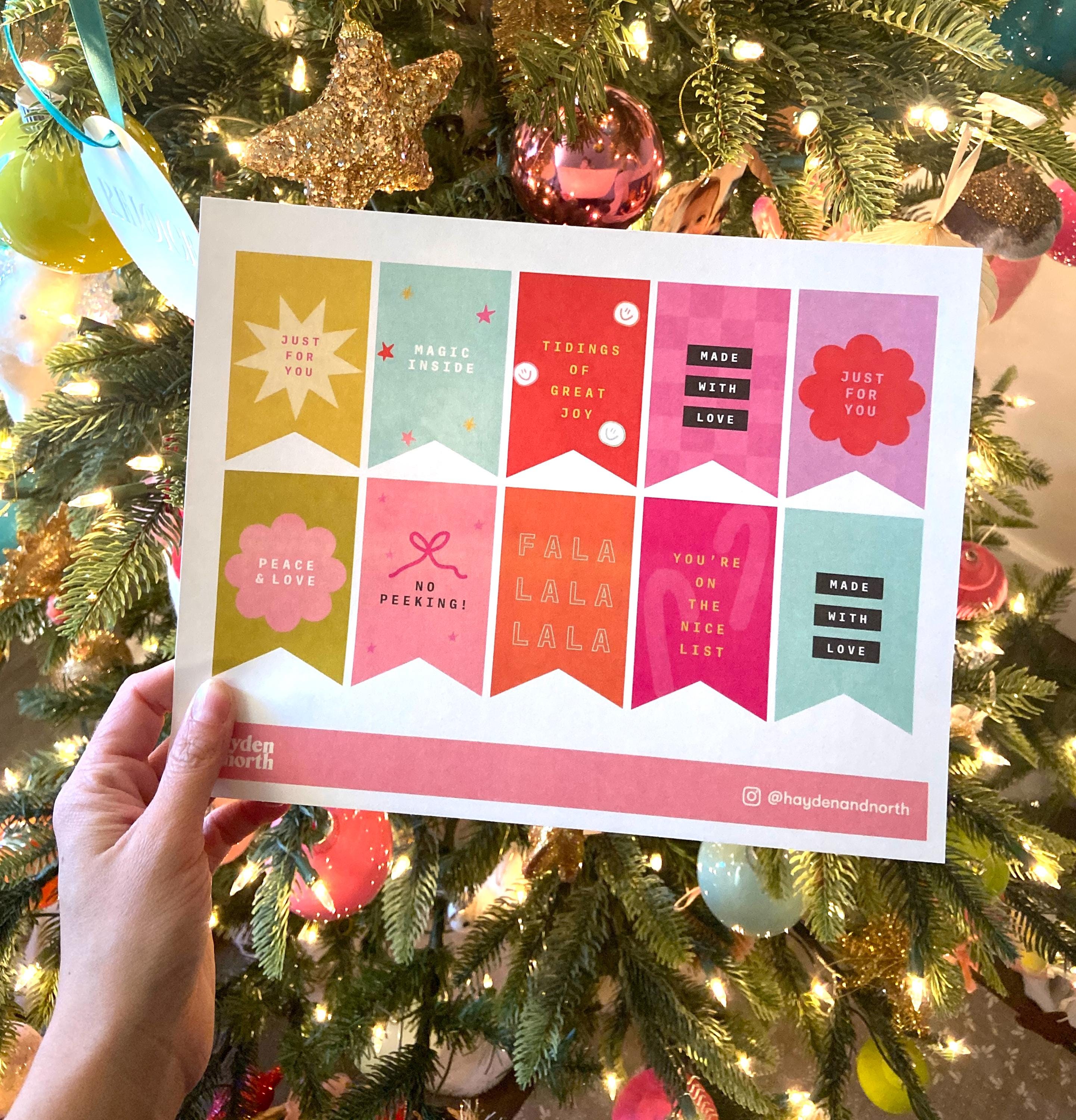 Colorful Printable Christmas Tags, Holiday Gift Tags, Merry Christmas ...