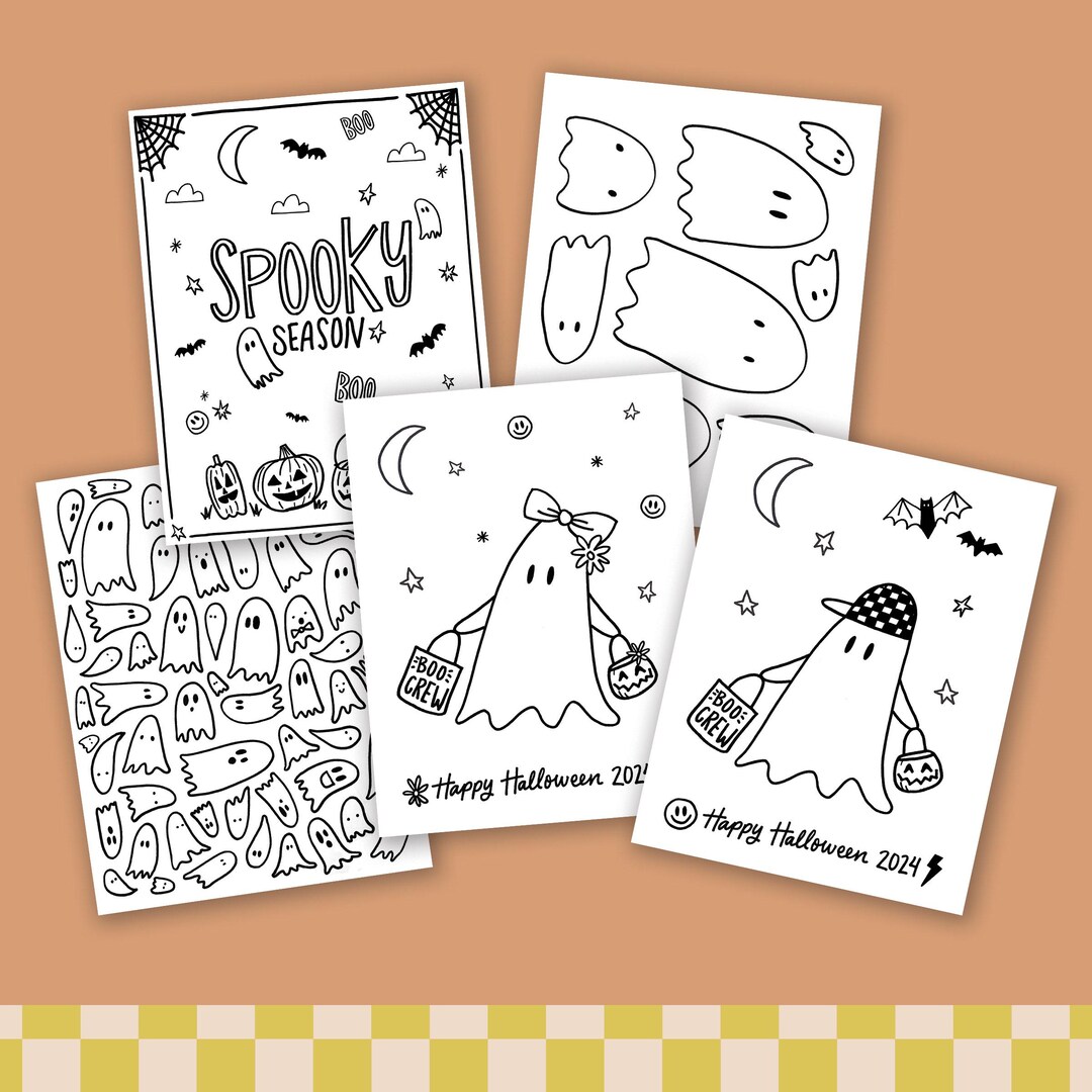Spooky Season Ghostie Friends Coloring Pages (digital Download) - Etsy