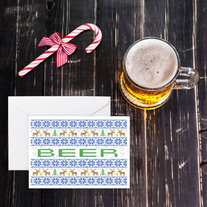 Ugly Christmas Sweater Christmas Beer Greeting Card Beer Etsy Ugly Christmas Sweater Christmas Beer Greeting Card Beer Etsy