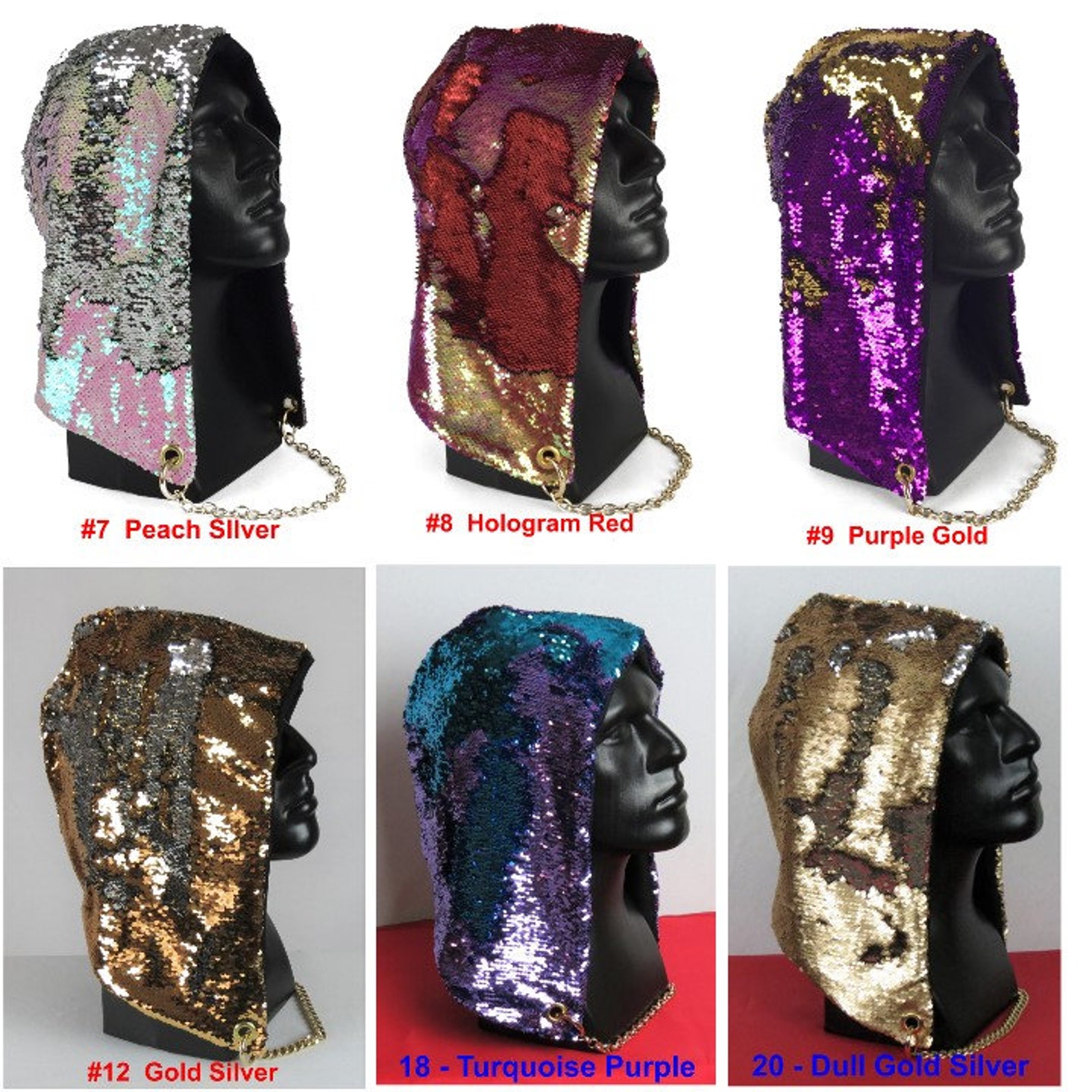 Reversible Sequin Festival Hood C Gypsy Hood, Medieval Hood, Hat ...