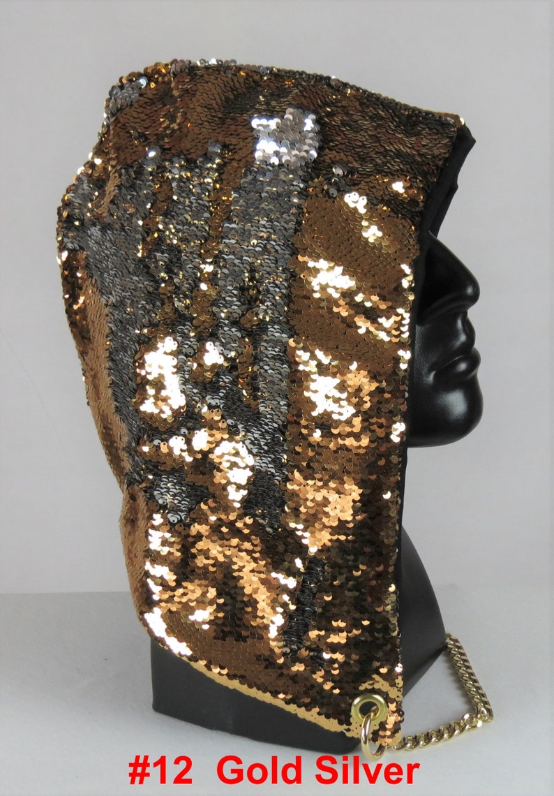 Reversible Sequin Festival Hood C Gypsy Hood, Medieval Hood, Hat ...