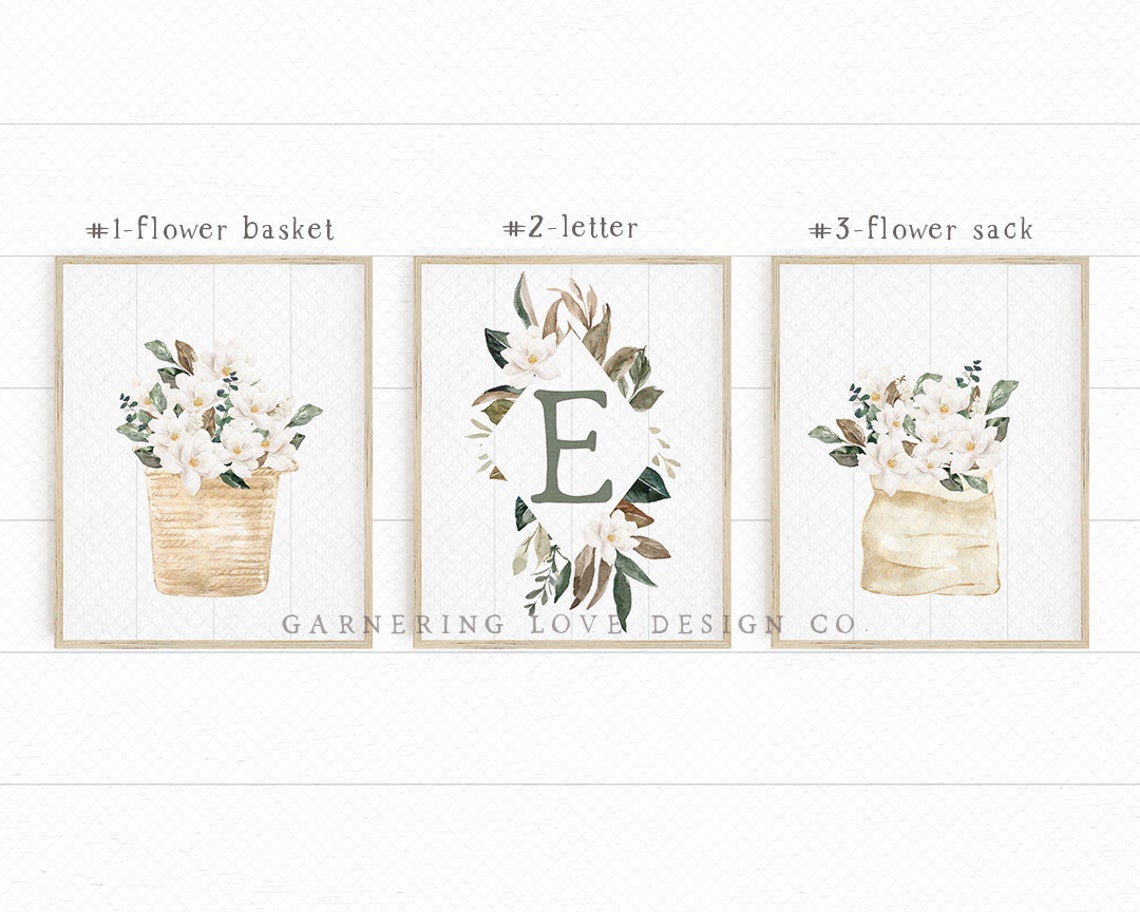 MAGNOLIA NURSERY PRINTS Farmhouse Nursery Art Floral | Etsy