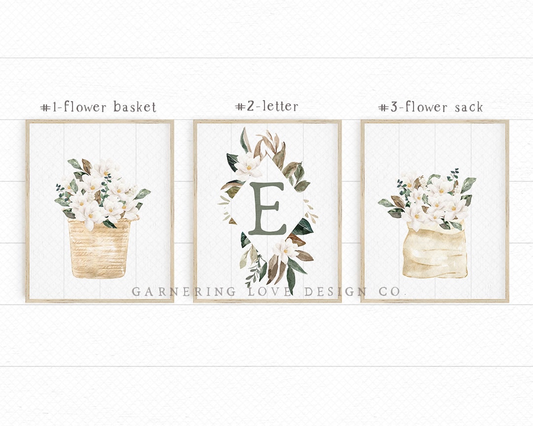 MAGNOLIA NURSERY PRINTS Farmhouse Nursery Art Floral | Etsy