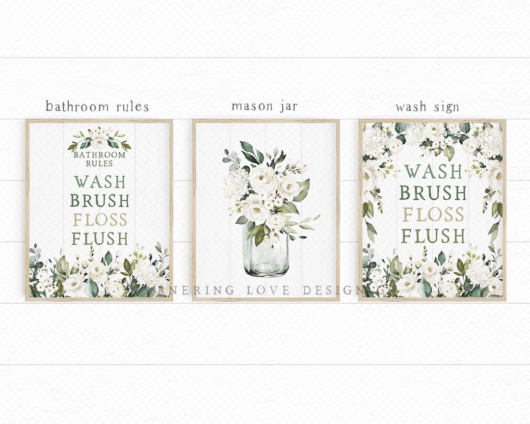 FARMHOUSE BATHROOM PRINTS Rustic Bathroom Art Modern | Etsy