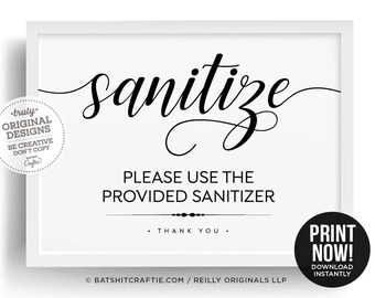Sanitize hands sign | Etsy