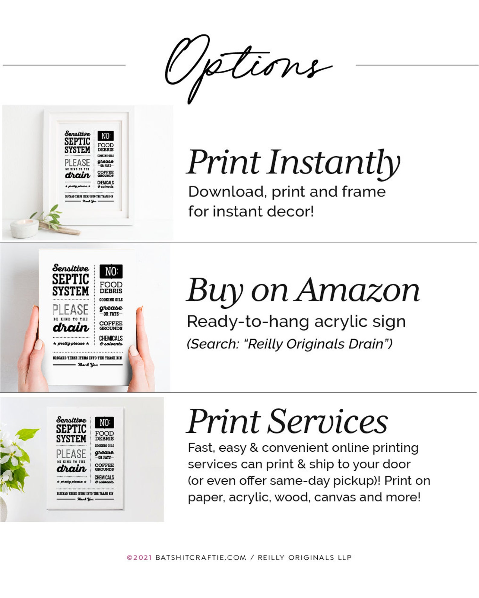 Sensitive Septic System Sign Be Kind to the Drain Ready to Ship or ...