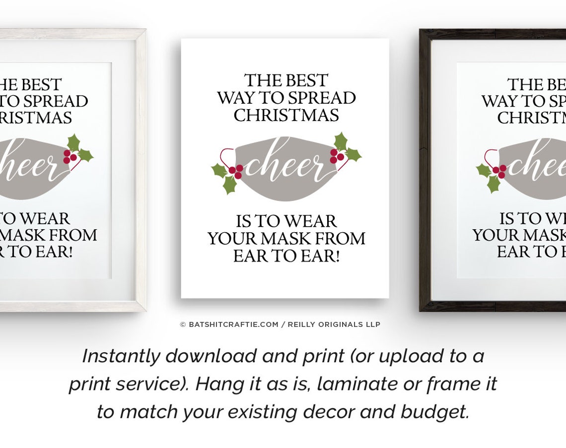 Cute PRINTABLE Sign Spread Christmas Cheer Wear Mask From - Etsy