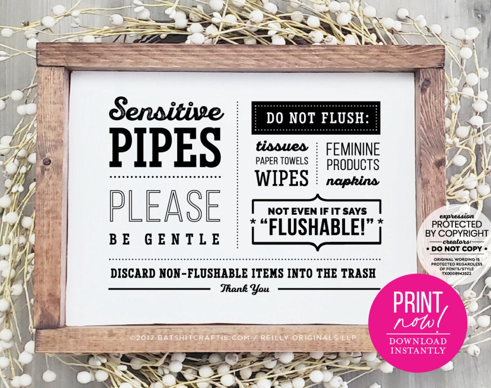 Septic System PRINTABLE Bathroom Sign Sensitive Pipes Please | Etsy