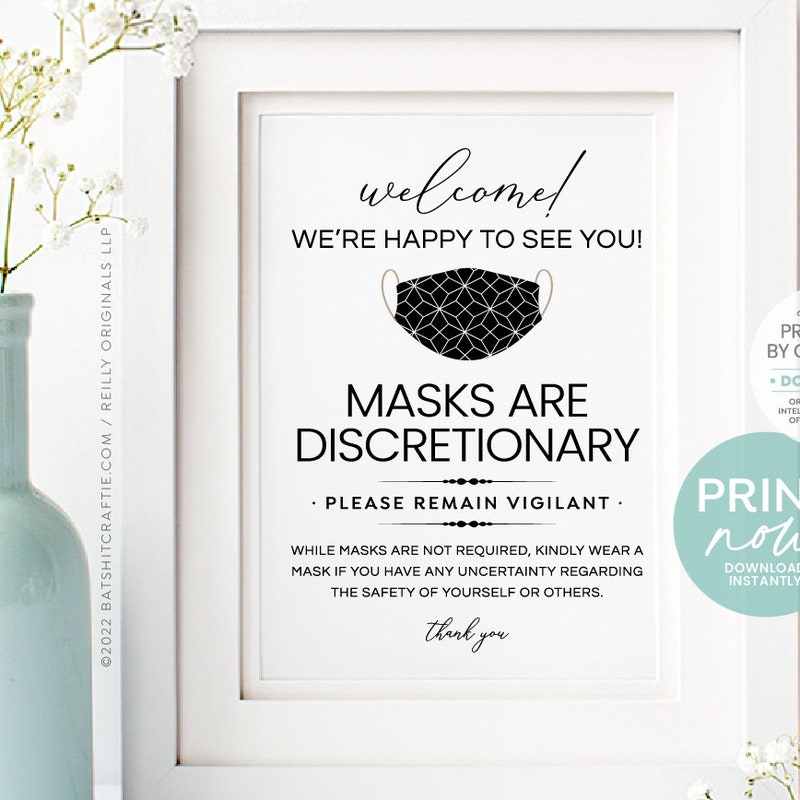 Masks Optional Sign - Etsy