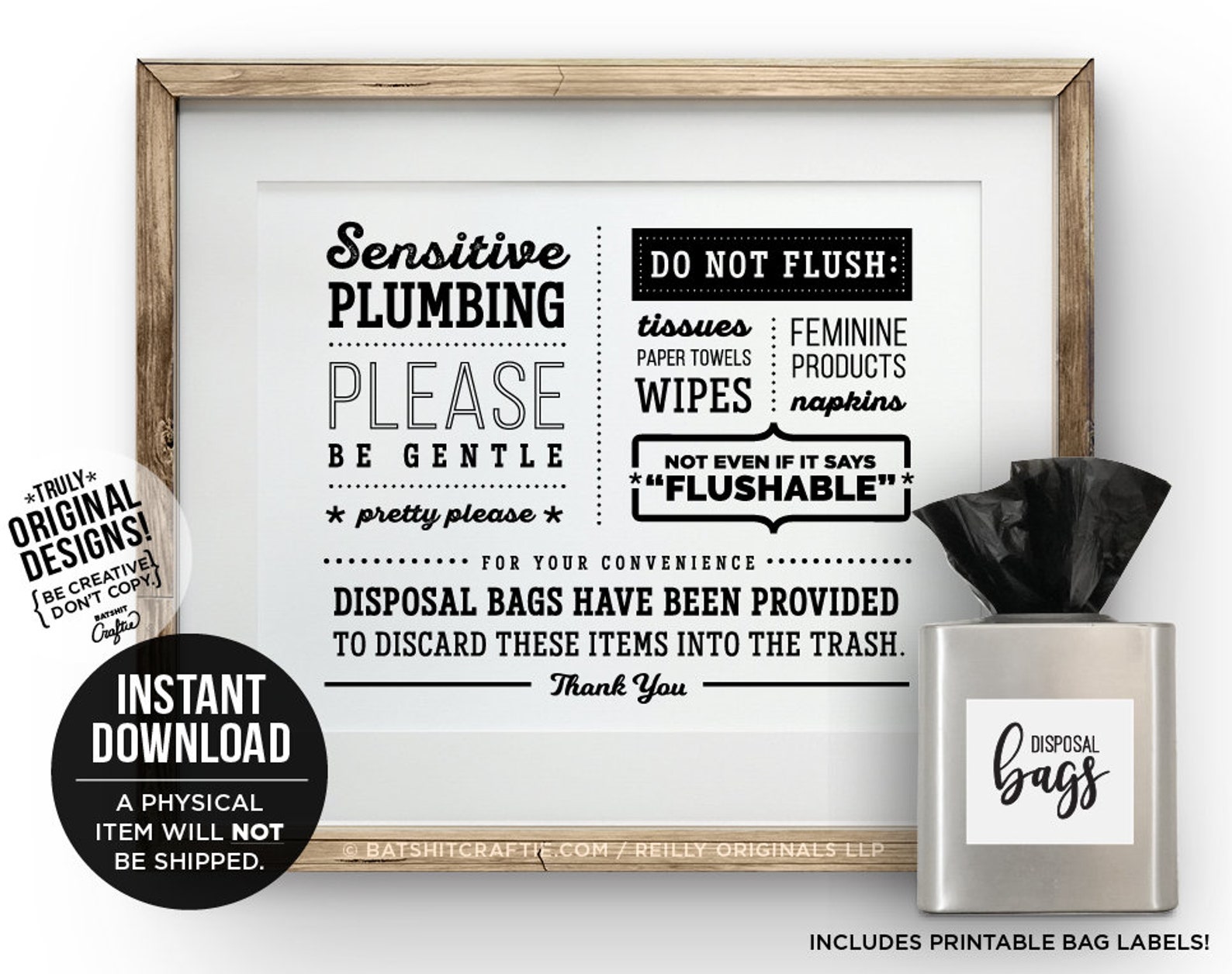 Sensitive Plumbing PRINTABLE Sign Bathroom Septic System Flush - Etsy