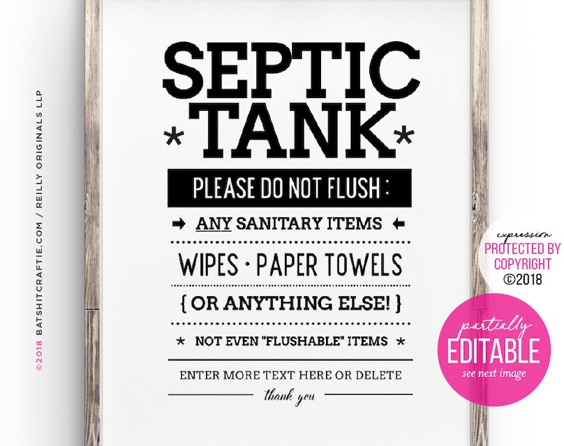Editable Template Septic Tank Printable Bathroom Sign Do | Etsy