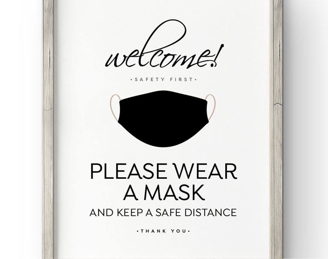 Please Wear a Mask Keep a Safe Distance Printable Sign | Etsy