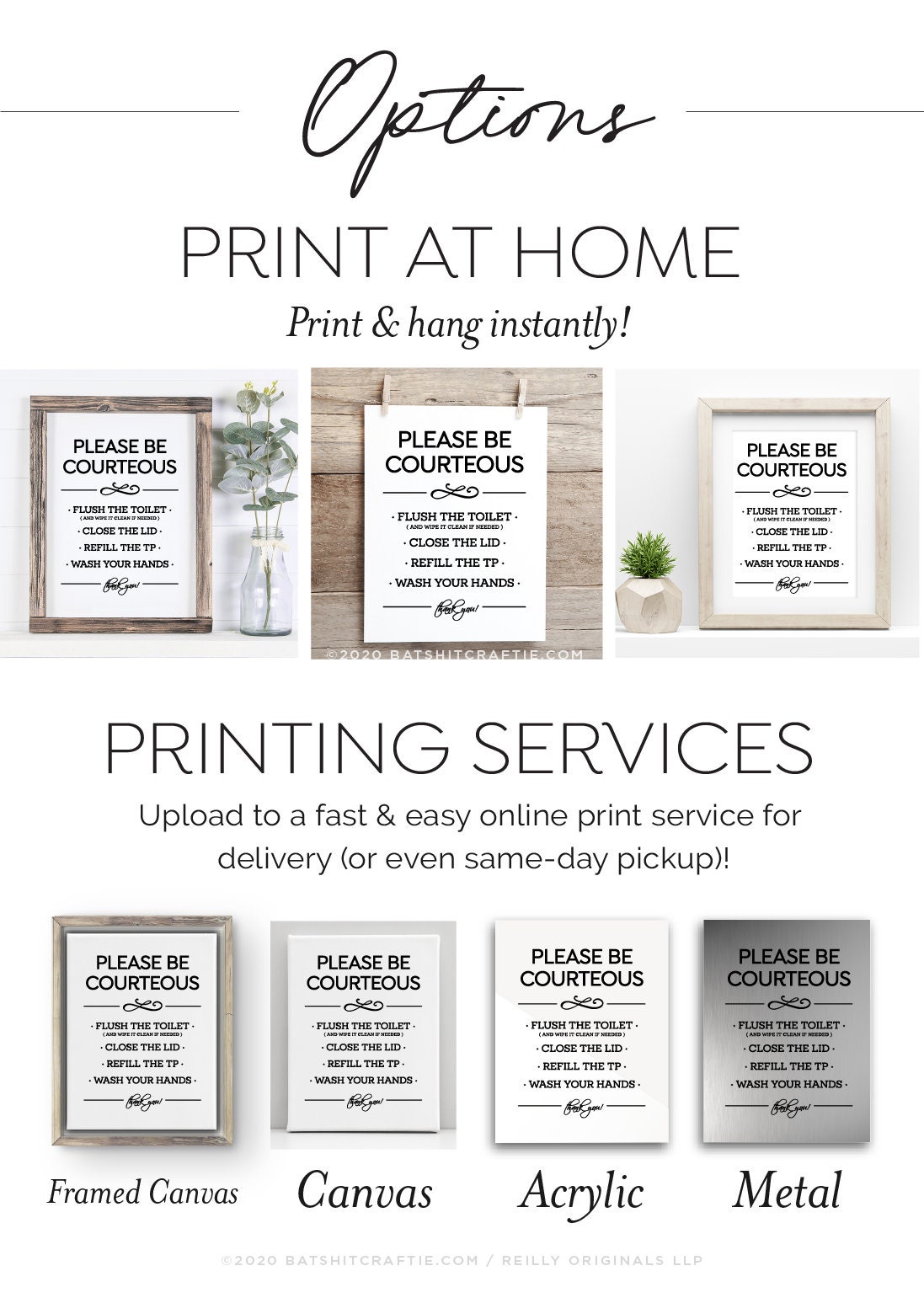 PRINTABLE Please Be Courteous Flush Close Lid Wash Hands Cute Bathroom ...