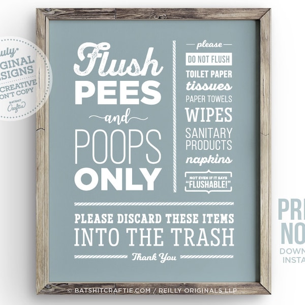Pee Only Bathroom Sign - Etsy
