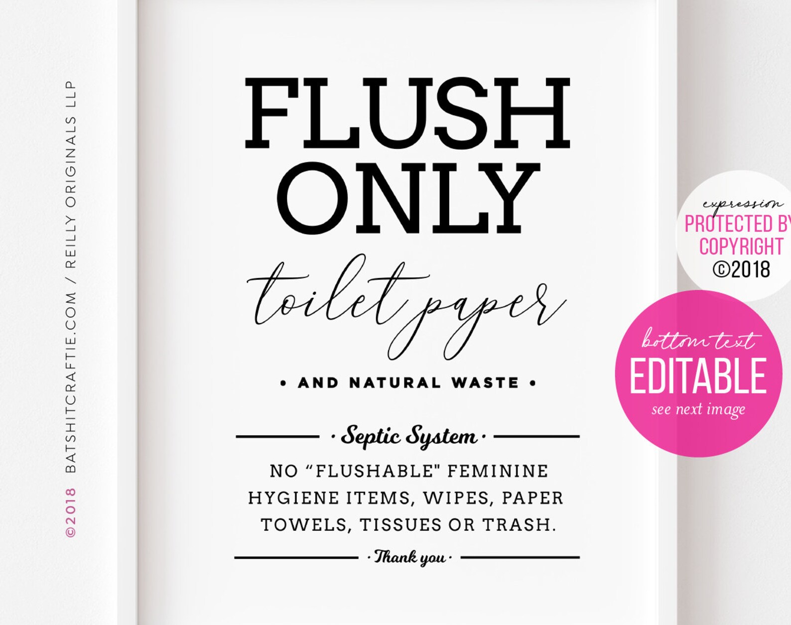 Editable Template Flush Only Toilet Paper & Natural Waste | Etsy