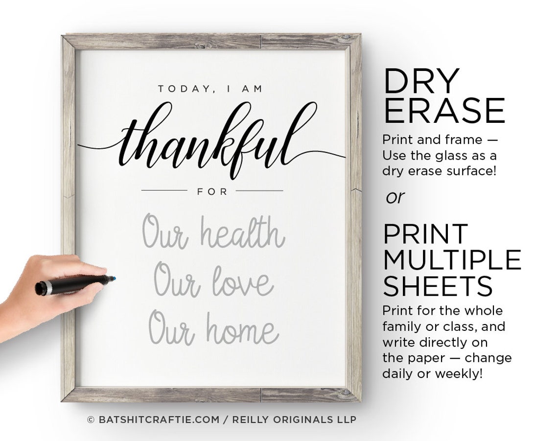 Thankful for Dry Erase DIY PRINTABLE Art Cute Thanksgiving | Etsy