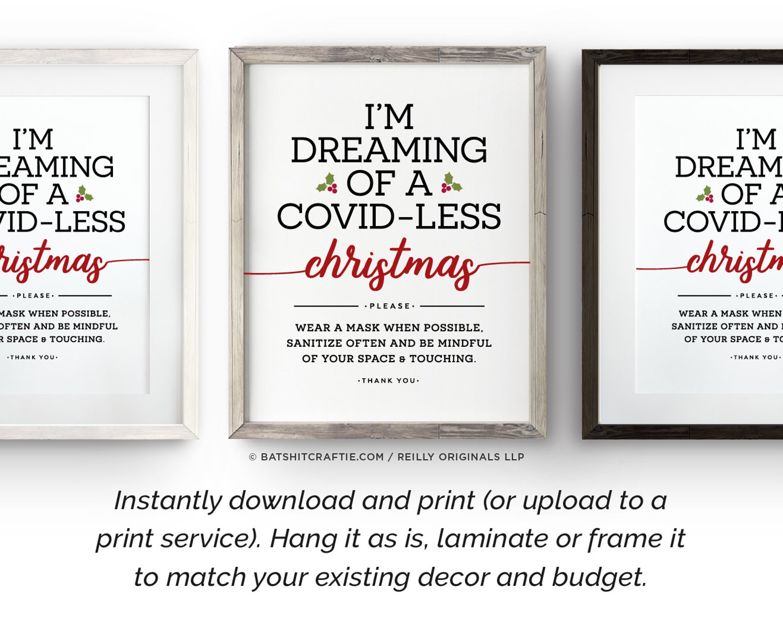 Cute PRINTABLE Sign Dreaming of a Covid-less Christmas - Etsy