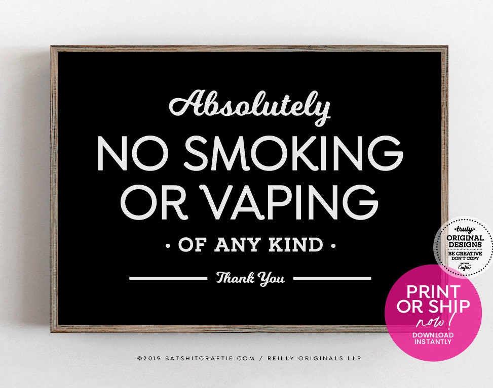 Elegant No Smoking Sign Ready to Ship or Print at Home | Etsy