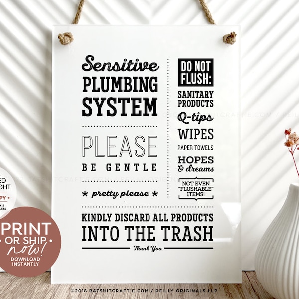 Printable Please Do Not Flush Feminine Products Sign - Etsy